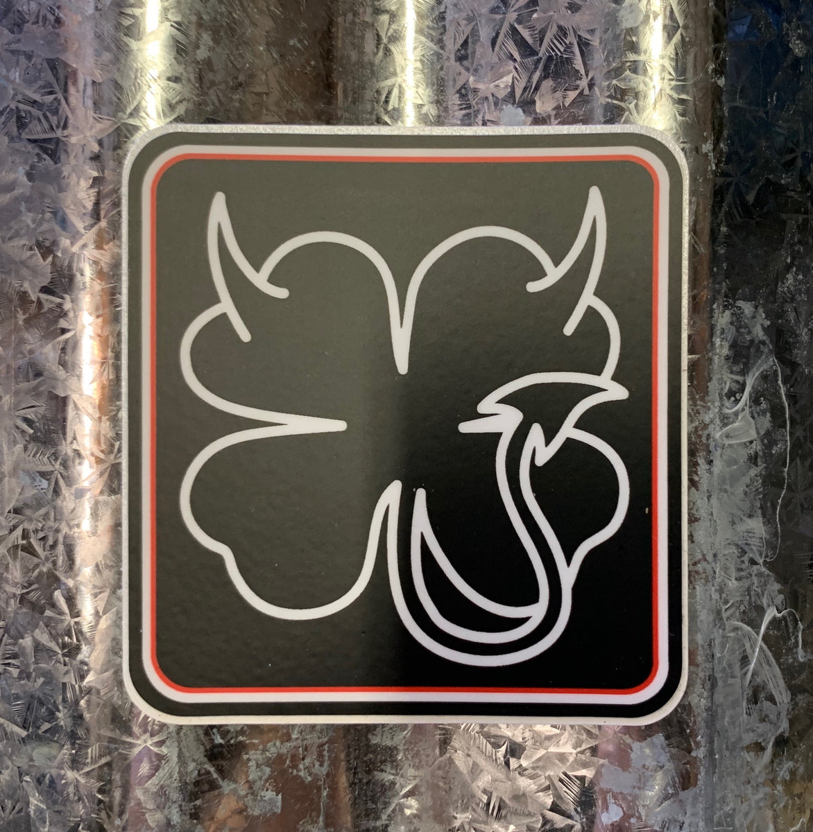 Lucky Devil, ShamRock 3" Sq. Sticker Black and White. – Lucky Devil