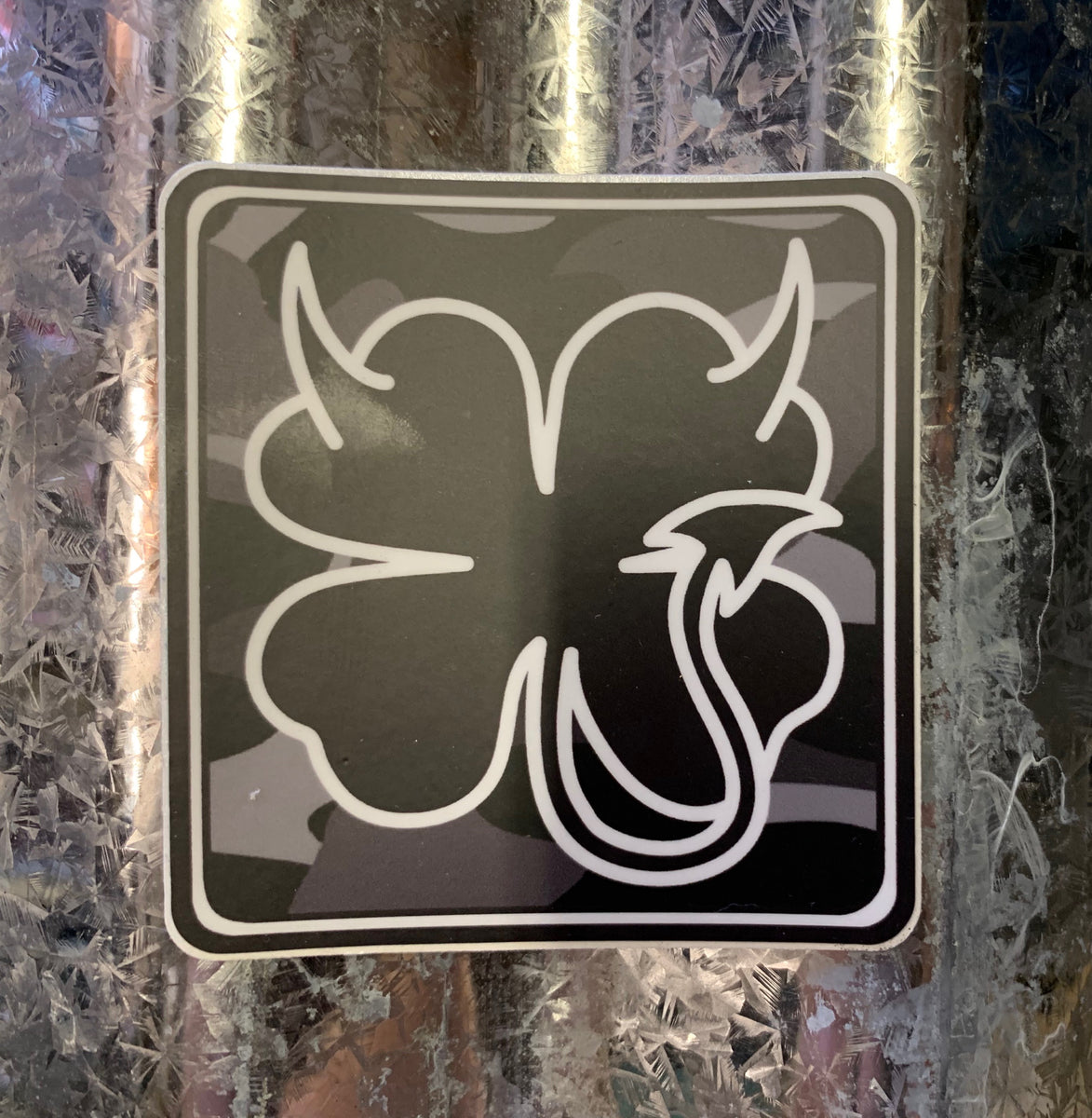 Lucky Devil, ShamRock 3" Sq. Sticker Black and Camo. – Lucky Devil